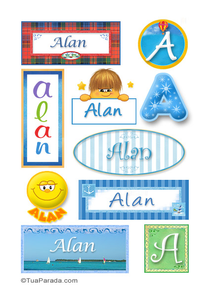 Nomes Alan en stickers - Nomes masculinos en stickers, cartões