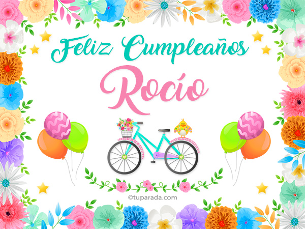Tarjetas de cumpleaños con nombre Rocío, postales cumpleaños Rocío