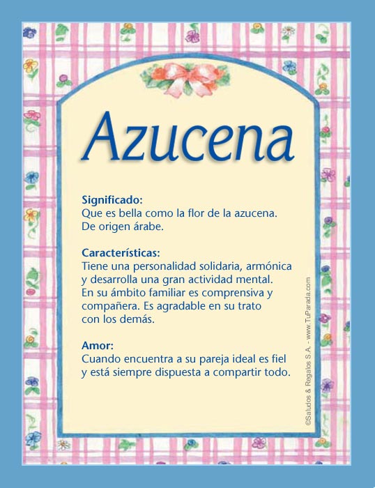 Azucena - A, tarjetas