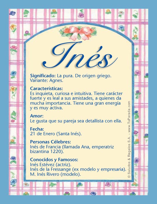 Inés, significado del nombre Inés, nombres