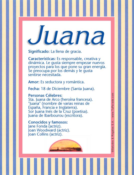 Juana - J, tarjetas